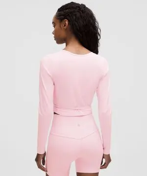 Lululemon Nulu Cropped Wrap Long-Sleeve Top In Pink Organza - 24